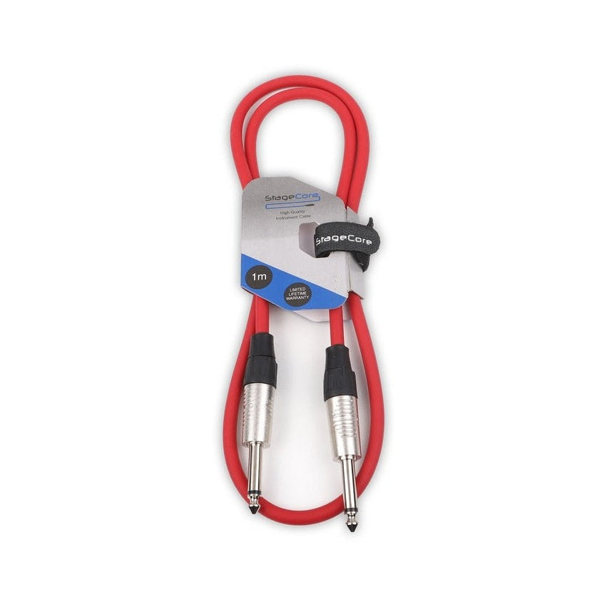 StageCore CORE 100 1m Instrument Cable | 6.35mm Mono Jack Lead Red